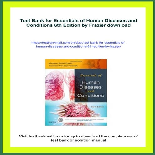 Test Bank for Essentials of Human Diseases and Conditions 6th Edition ...