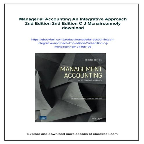 Managerial Accounting An Integrative Approach 2nd Edition 2nd Edition C ...