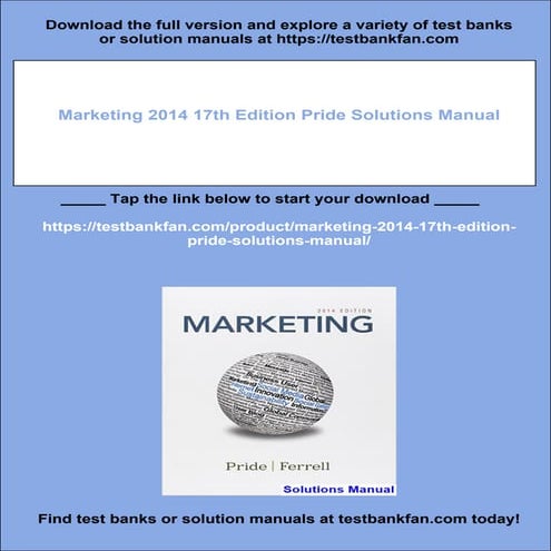 Marketing 2014 17th Edition Pride Solutions Manual | PDF