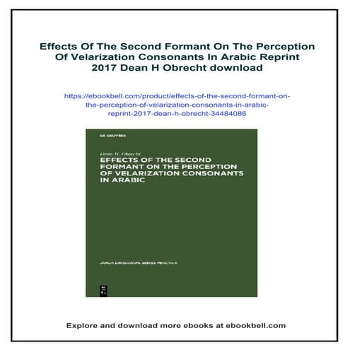 Effects Of The Second Formant On The Perception Of Velarization ...