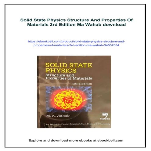 Solid State Physics Structure And Properties Of Materials 3rd Edition Ma Wahab | PDF