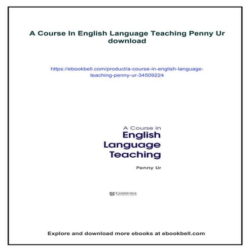 A Course In English Language Teaching Penny Ur | PDF