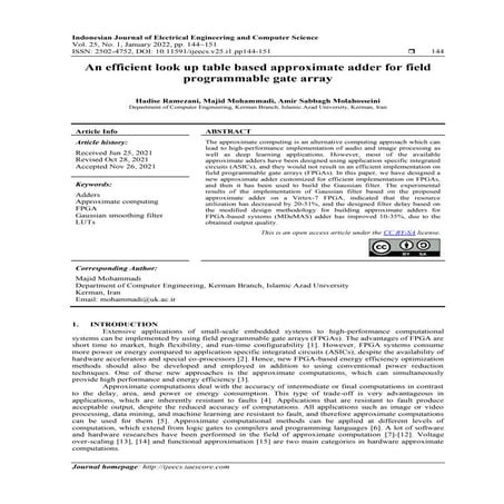 An Efficient Look Up Table Based Approximate Adder For Field Programmable Gate Array Pdf 