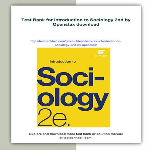 Test Bank for Introduction to Sociology 2nd by Openstax | PDF