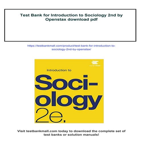Test Bank for Introduction to Sociology 2nd by Openstax | PDF