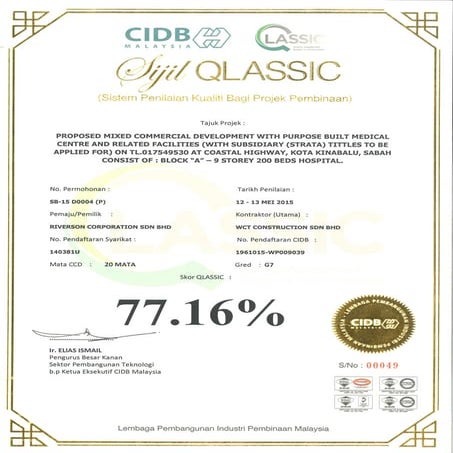 Sijil QLASSIC - KKMC - Hospital | PDF