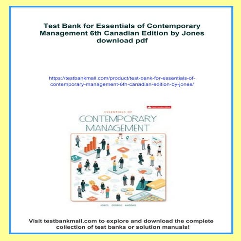 Test Bank for Essentials of Contemporary Management 6th Canadian ...