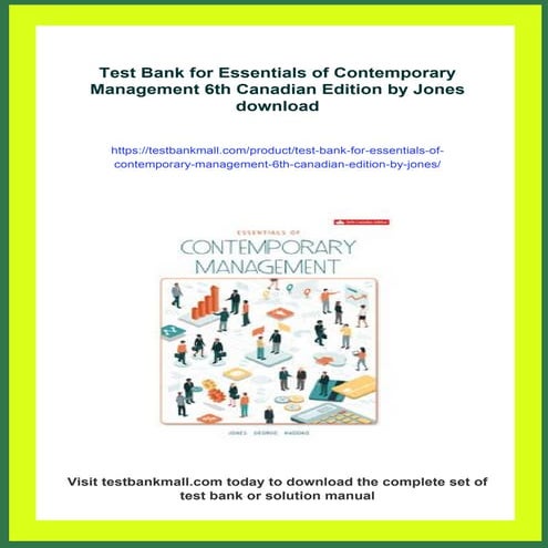 Contemporary Management 10th Edition Jones Test Bank | PDF