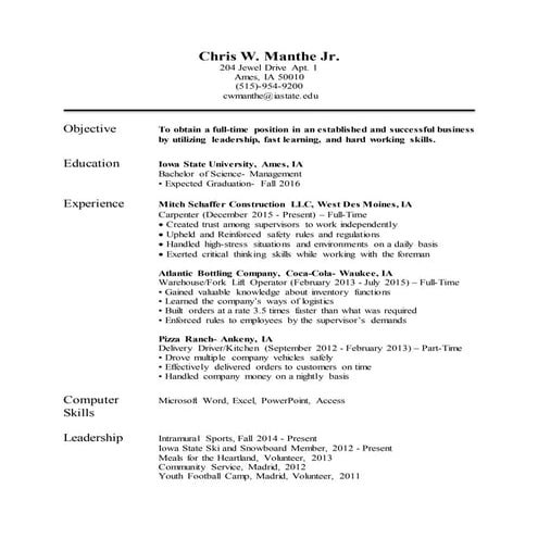 Chris Manthe Resume | DOCX