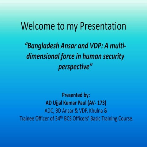Bangladesh ansar and VDP: a multidimensional force in human security ...