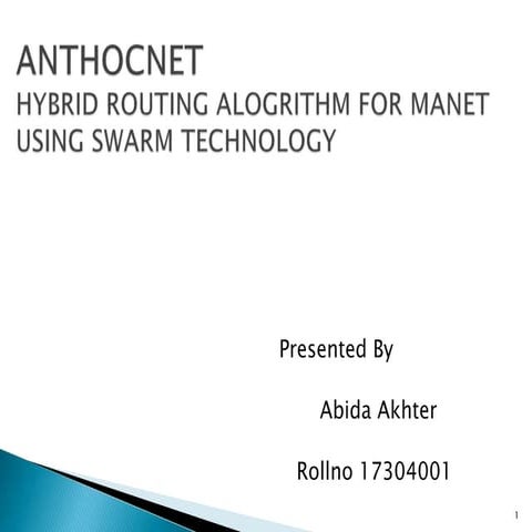 Anthocnet Hybrid Routing Algorithm For Manet Using Swarm Technology Ppt