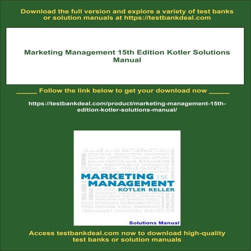 Marketing Management 15th Edition Kotler Solutions Manual | PDF