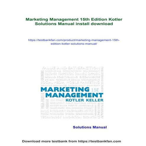 Marketing Management 15th Edition Kotler Solutions Manual | PDF