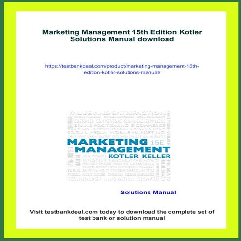 Marketing Management 15th Edition Kotler Solutions Manual | PDF