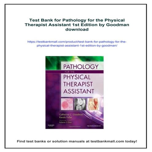 Test Bank for Pathology for the Physical Therapist Assistant 1st ...