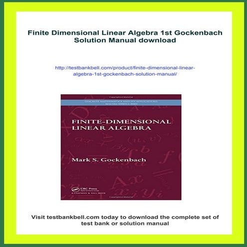 Finite Dimensional Linear Algebra 1st Gockenbach Solution Manual | PDF