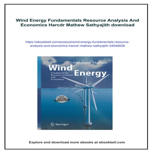 Wind Energy Fundamentals Resource Analysis And Economics Harcdr Mathew Sathyajith | PDF