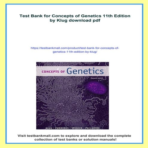 Test Bank for Concepts of Genetics 11th Edition by Klug | PDF