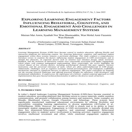 EXPLORING LEARNING ENGAGEMENT FACTORS INFLUENCING BEHAVIORAL, COGNITIVE ...