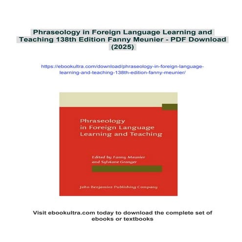 Phraseology in Foreign Language Learning and Teaching 138th Edition ...