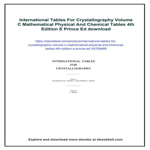International Tables For Crystallography Volume C Mathematical Physical ...