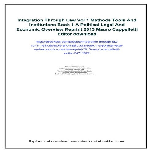 Integration Through Law Vol 1 Methods Tools And Institutions Book 1 A ...