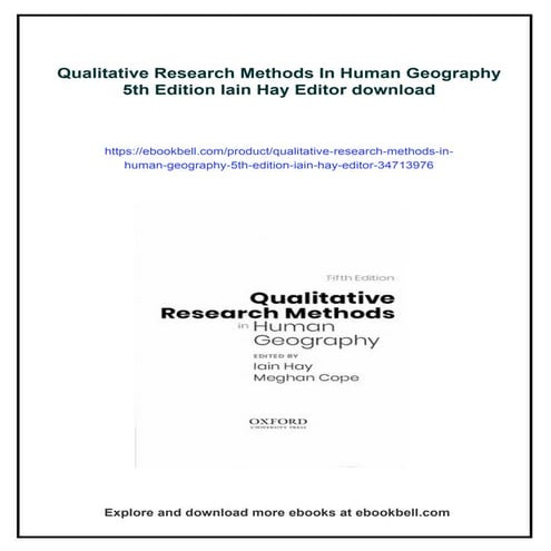 Qualitative Research Methods In Human Geography 5th Edition Iain Hay ...