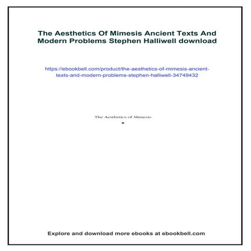 The Aesthetics Of Mimesis Ancient Texts And Modern Problems Stephen ...