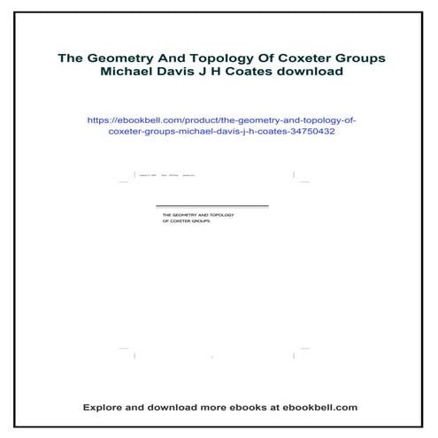 The Geometry And Topology Of Coxeter Groups Michael Davis J H Coates | PDF
