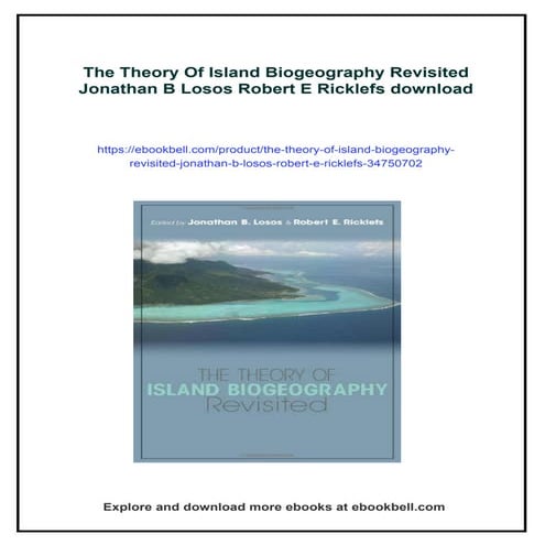 The Theory Of Island Biogeography Revisited Jonathan B Losos Robert E ...