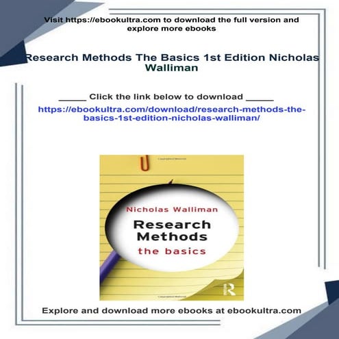 Research Methods The Basics 1st Edition Nicholas Walliman | PDF