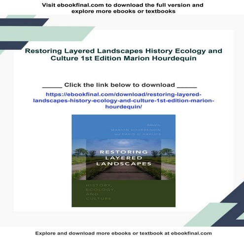 Restoring Layered Landscapes History Ecology and Culture 1st Edition ...