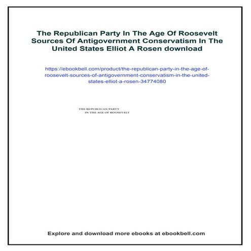 The Republican Party In The Age Of Roosevelt Sources Of Antigovernment ...