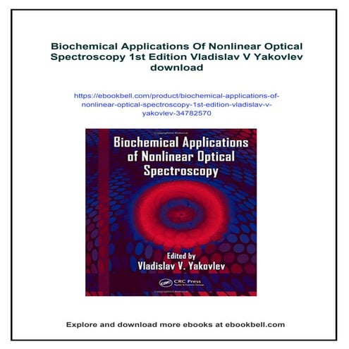 Biochemical Applications Of Nonlinear Optical Spectroscopy 1st Edition ...