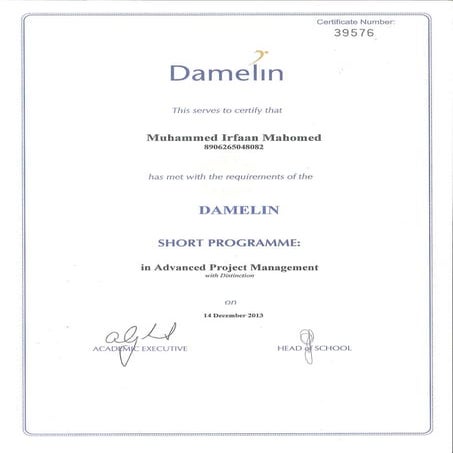 Damelin certificate | PDF