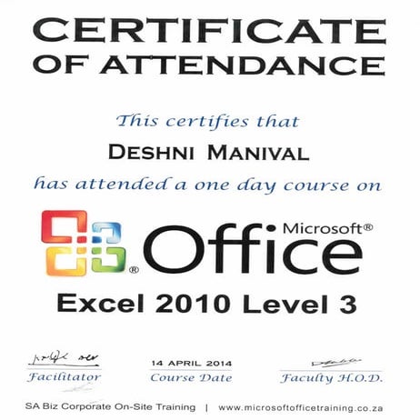 Excel Level 3 Certificate | PDF
