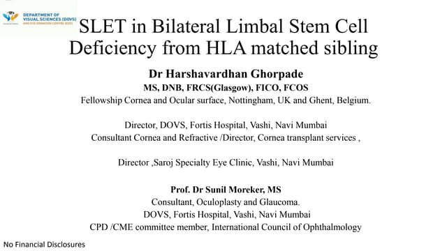 Limbal Stem Cell Deficiency & its management | PPTX