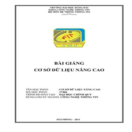 17406 bai giang csdl nang cao | PDF