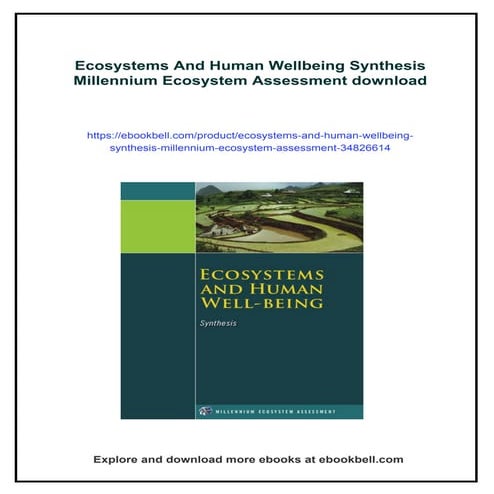 Ecosystems And Human Wellbeing Synthesis Millennium Ecosystem ...