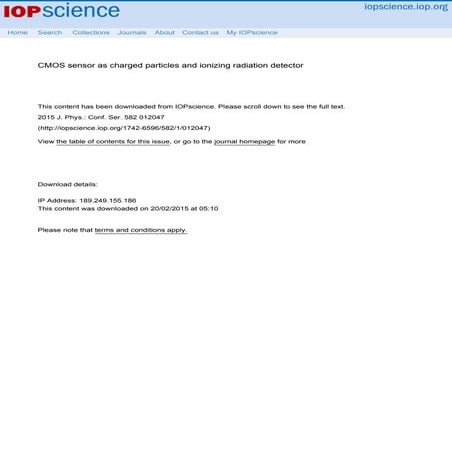 Cmos Sensor As Charged Particles And Ionizing Radiation Detector Pdf