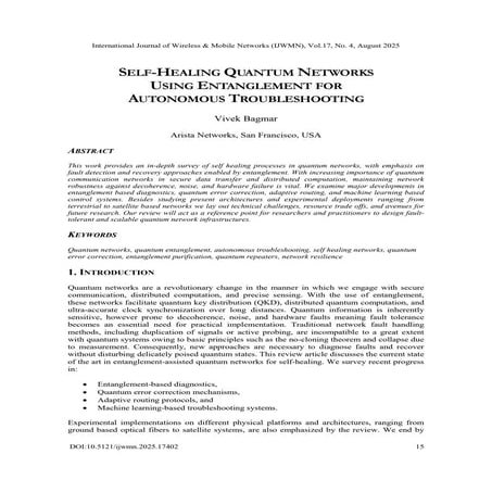 Self-Healing Quantum Networks using Entanglement for Autonomous ...