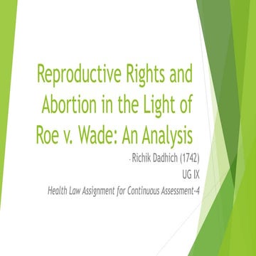 Health Law Roe v Wade Analysis of Abortion and Reproductive Rights | PPT