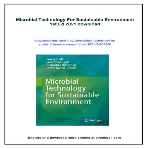 Microbial Technology For Sustainable Environment 1st Ed 2021 | PDF
