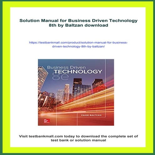 Solution Manual for Business Driven Technology 8th by Baltzan | PDF