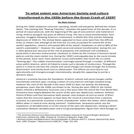 To What Extent was American Society and Culture Transformed In The ...