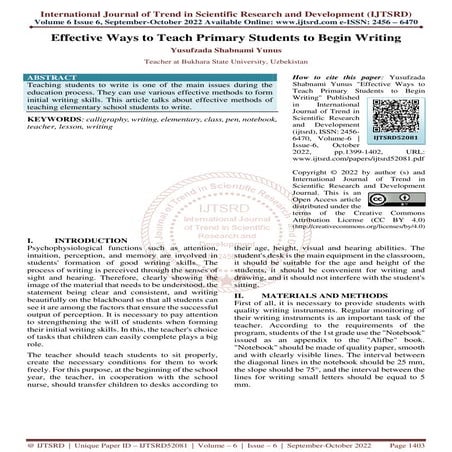 Effective Ways to Teach Primary Students to Begin Writing | PDF