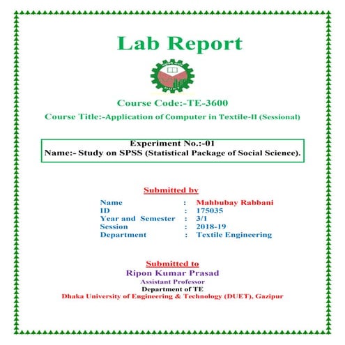 175035 spss lab-01 | PDF