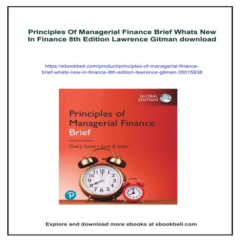 Principles Of Managerial Finance Brief Whats New In Finance 8th Edition Lawrence Gitman | PDF