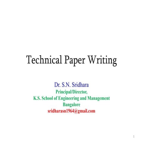 Technical Paper Writing Sridhara | PPTX
