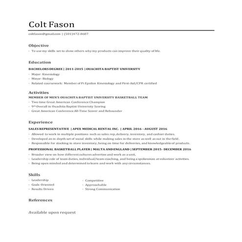 Colt Fason Resume | PDF